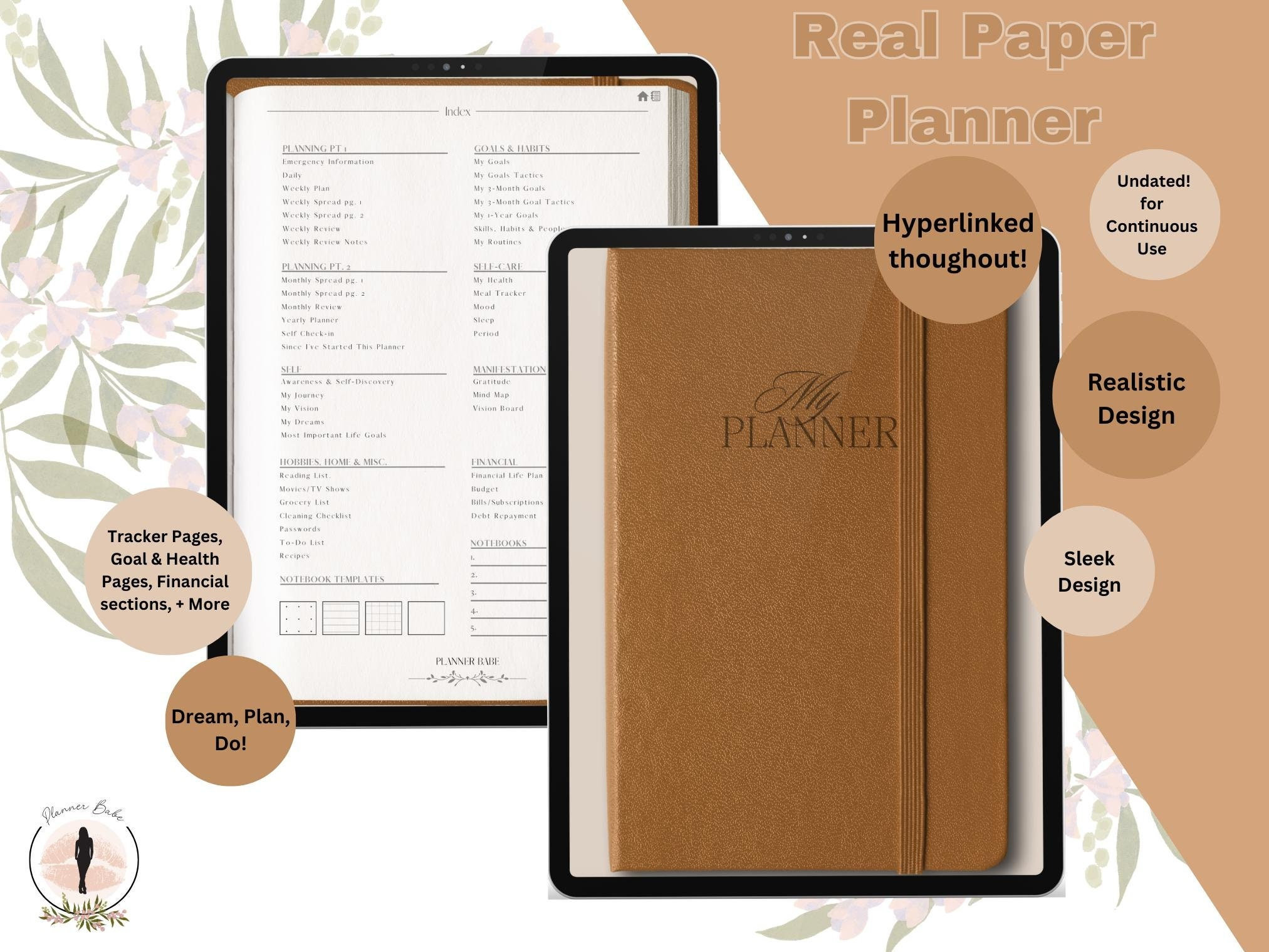Realistic Paper Digital Planner Daily, Weekly & Monthly Planner Undated ...