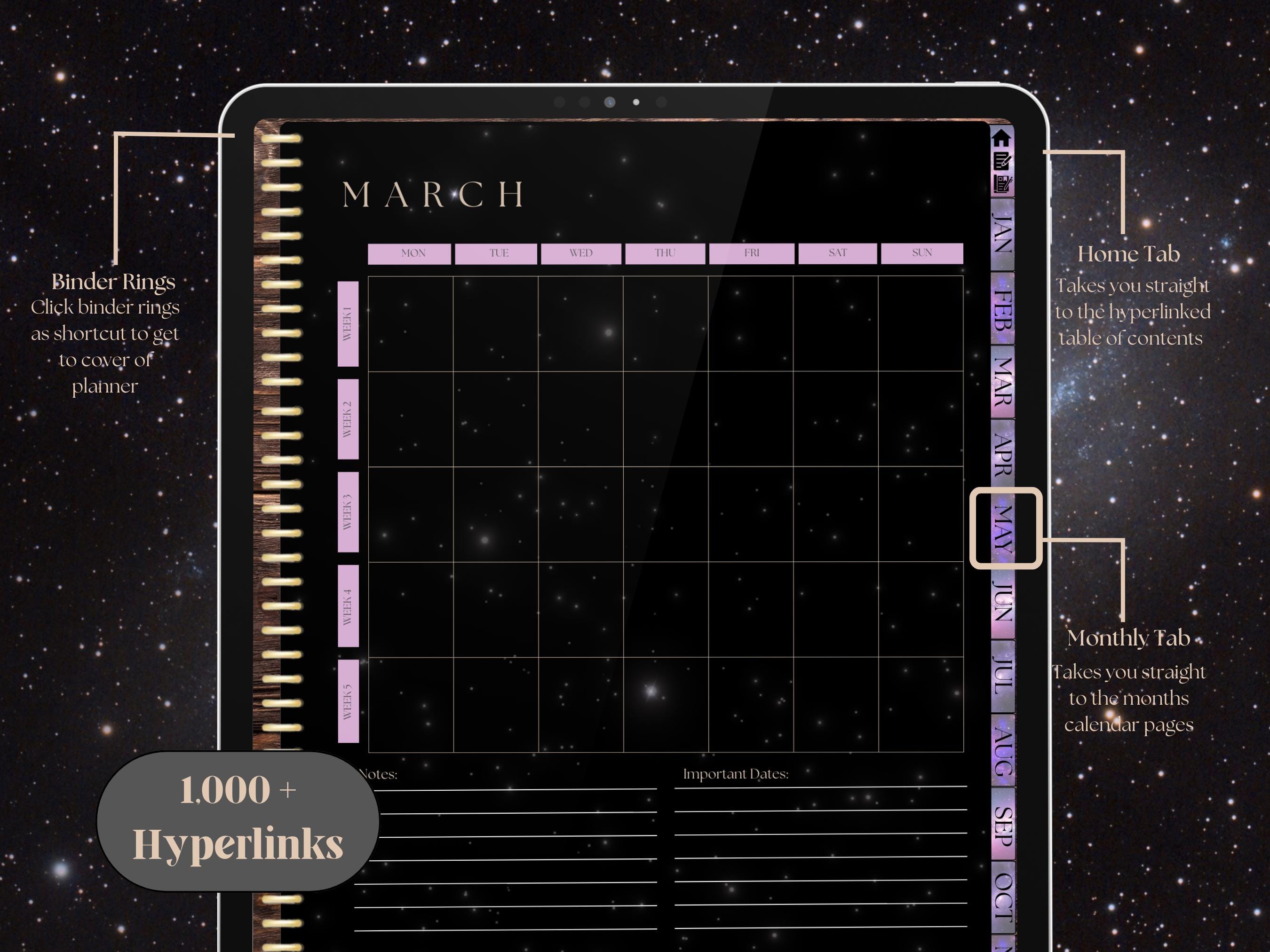 Dark Mode Galaxy Planner | Daily, Weekly & Monthly Planner | Undated ...
