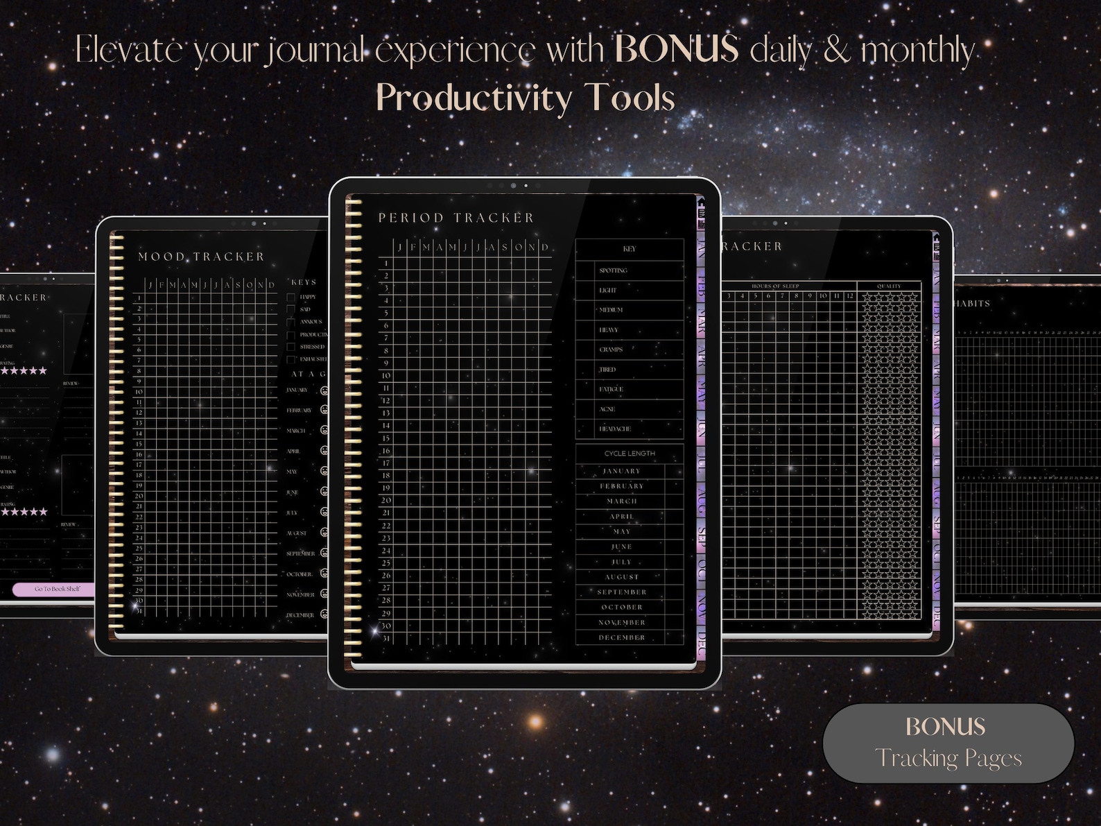 Dark Mode Galaxy Planner | Daily, Weekly & Monthly Planner | Undated ...