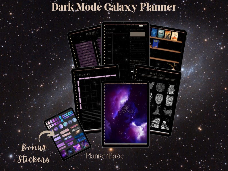 Dark Mode Galaxy Planner | Daily, Weekly & Monthly Planner | Undated ...