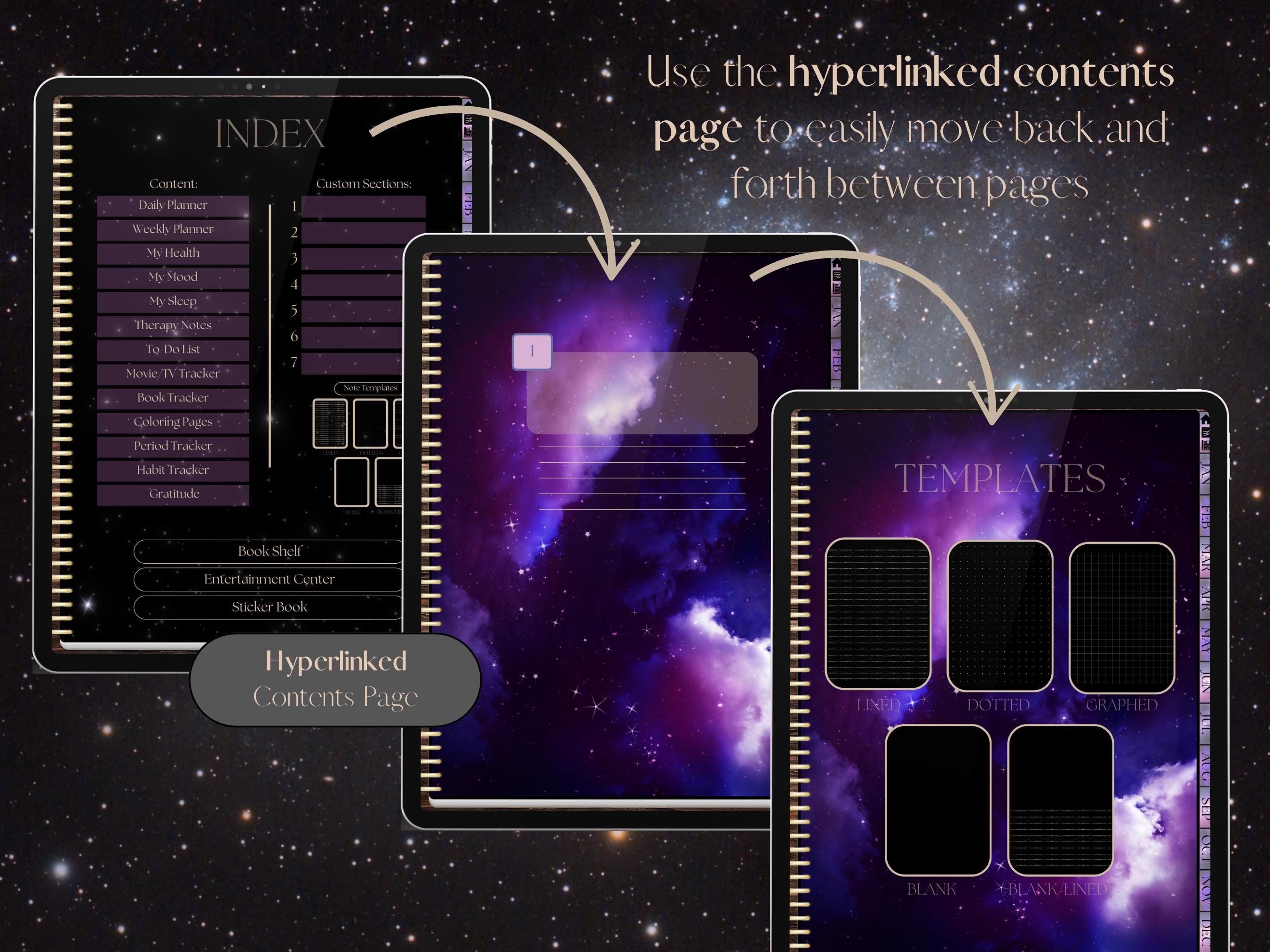 Dark Mode Galaxy Planner | Daily, Weekly & Monthly Planner | Undated ...