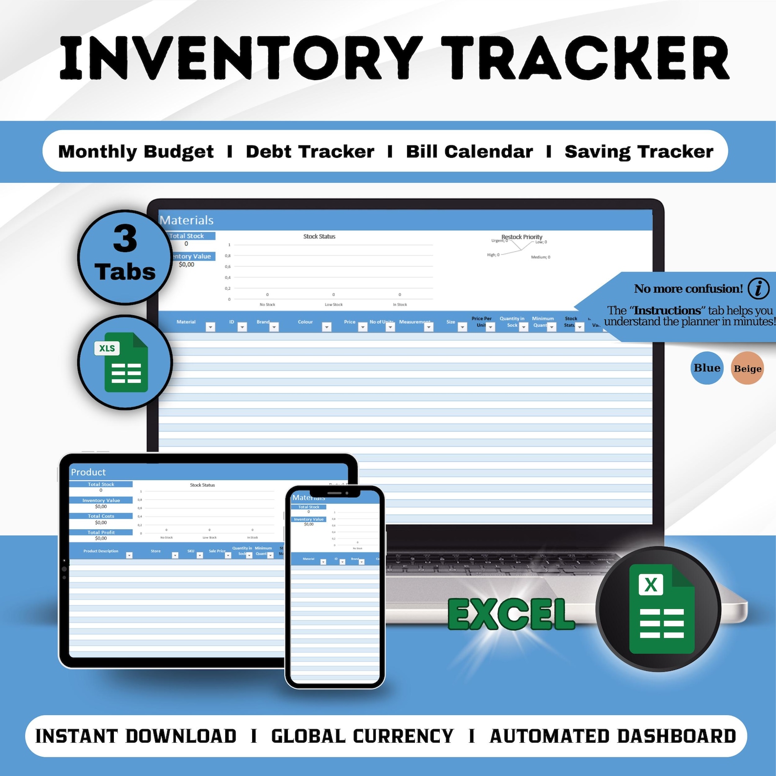 Etsy Shop Inventory Tracker: Excel Spreadsheet Template (digital ...