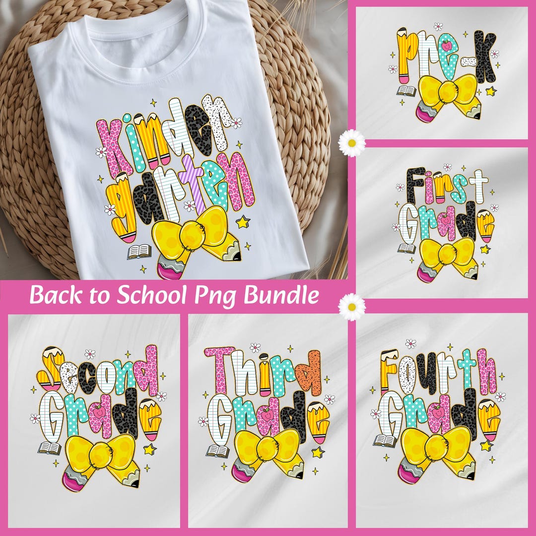 Preppy Back to School PNG Bundle: Coquette Teacher & Girl Shirt Designs ...