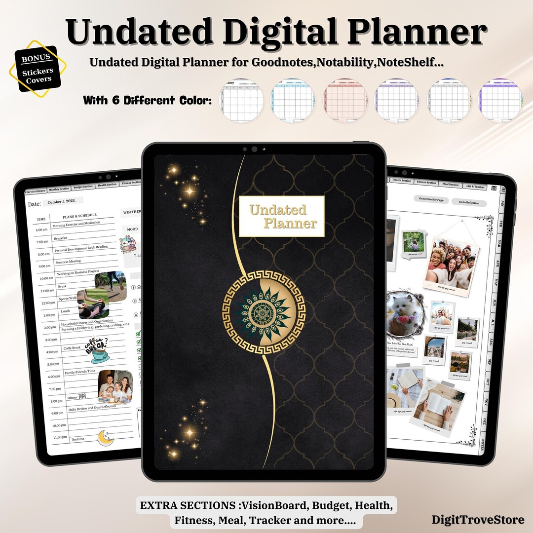 Undated Good Notes Planner,adhd Digital Planner,ipad Monthly Planner ...