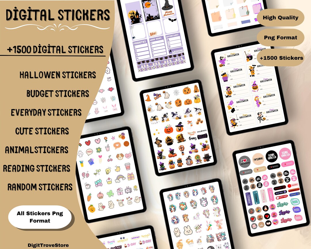 1500+ Digital Stickers: Halloween, Cat, Journal (PNG) (digital Download ...