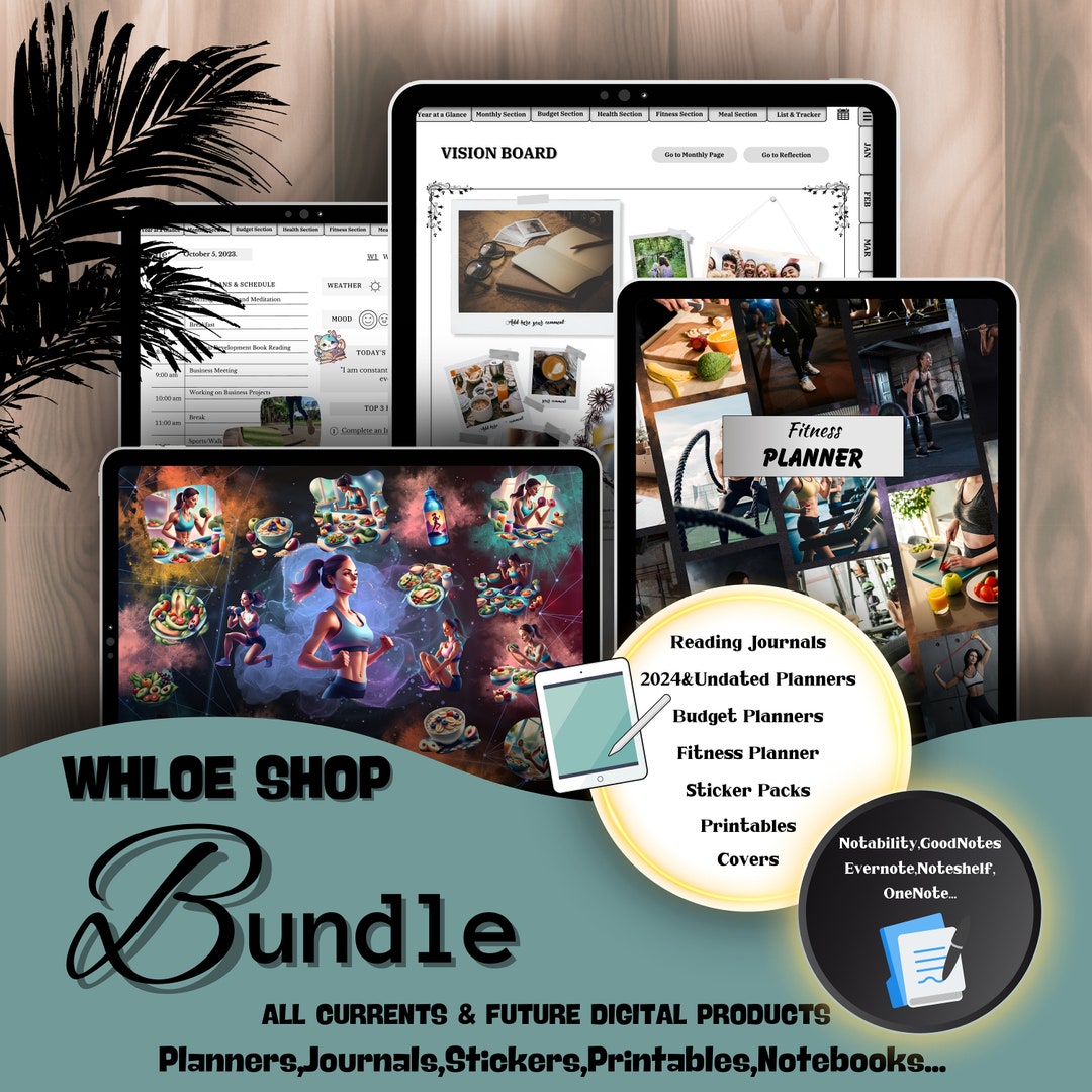 Whole Shop Bundle,2024 Digital Planner,undated Planner,digital Reading ...