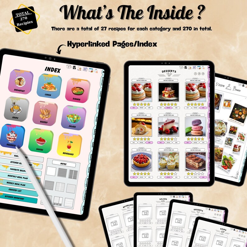 Digital Meal Planner,recipe Book Template,digital Food Journal,digital ...