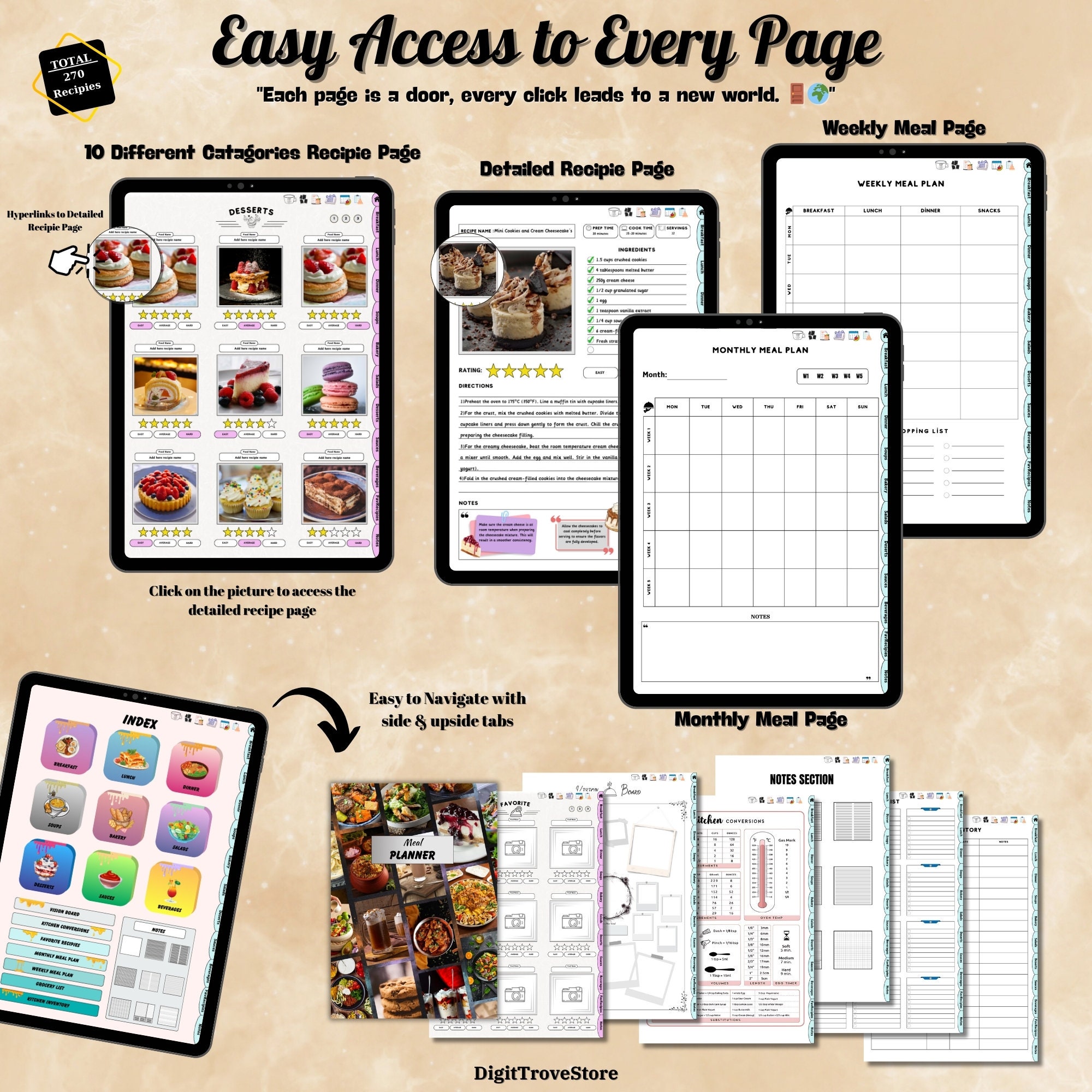 Digital Meal Planner,recipe Book Template,digital Food Journal,digital ...