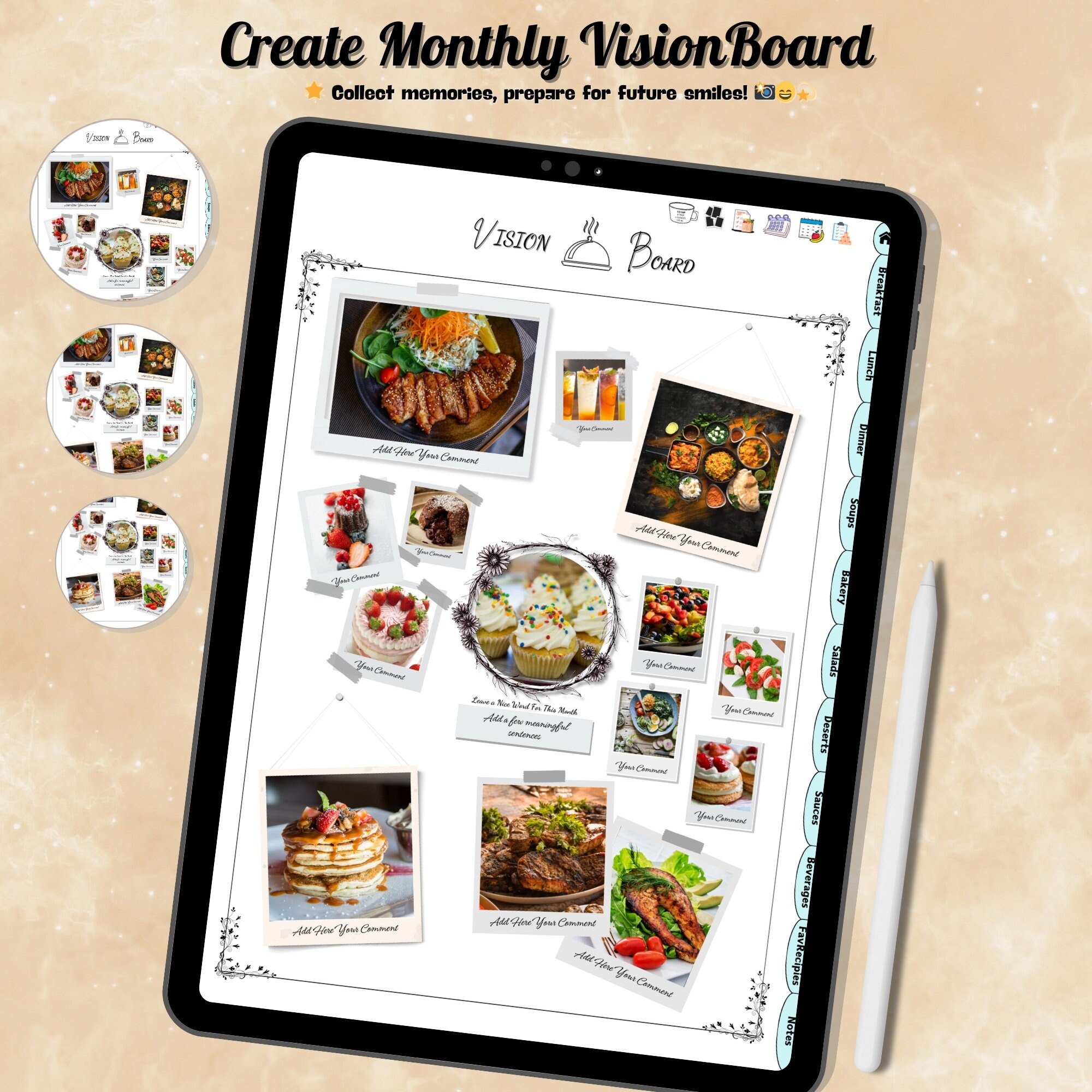 Digital Meal Planner,recipe Book Template,digital Food Journal,digital ...