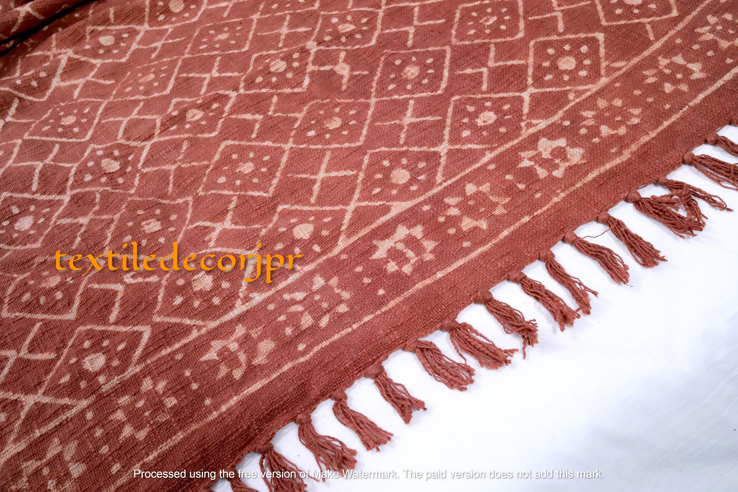 100% Cotton Sofa Couch Bed Throw, Rust En Handblock Printed Mudcloth ...