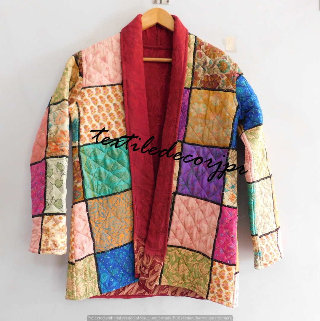 Designer Indian Multicolor Patchwork Jacket, Quilted Jacket, Vintage ...