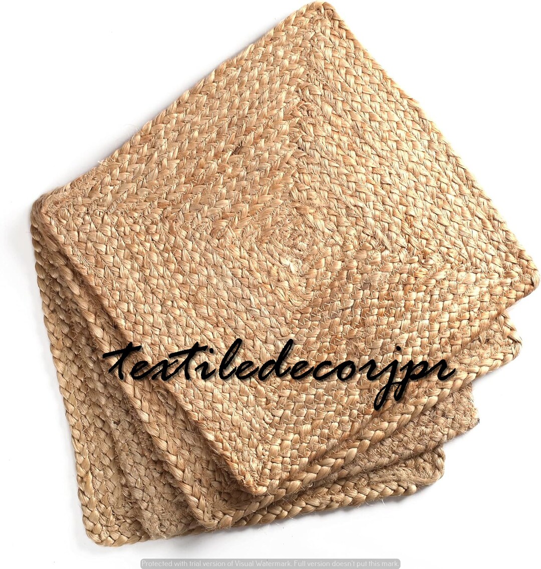 13x13 Inch Square Vintage Farmhouse Jute Placemats for Dining Table ...