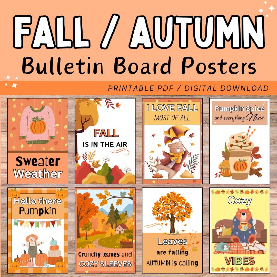 Fall Classroom Bulletin Board Posters / Autumn Décor Posters - Etsy