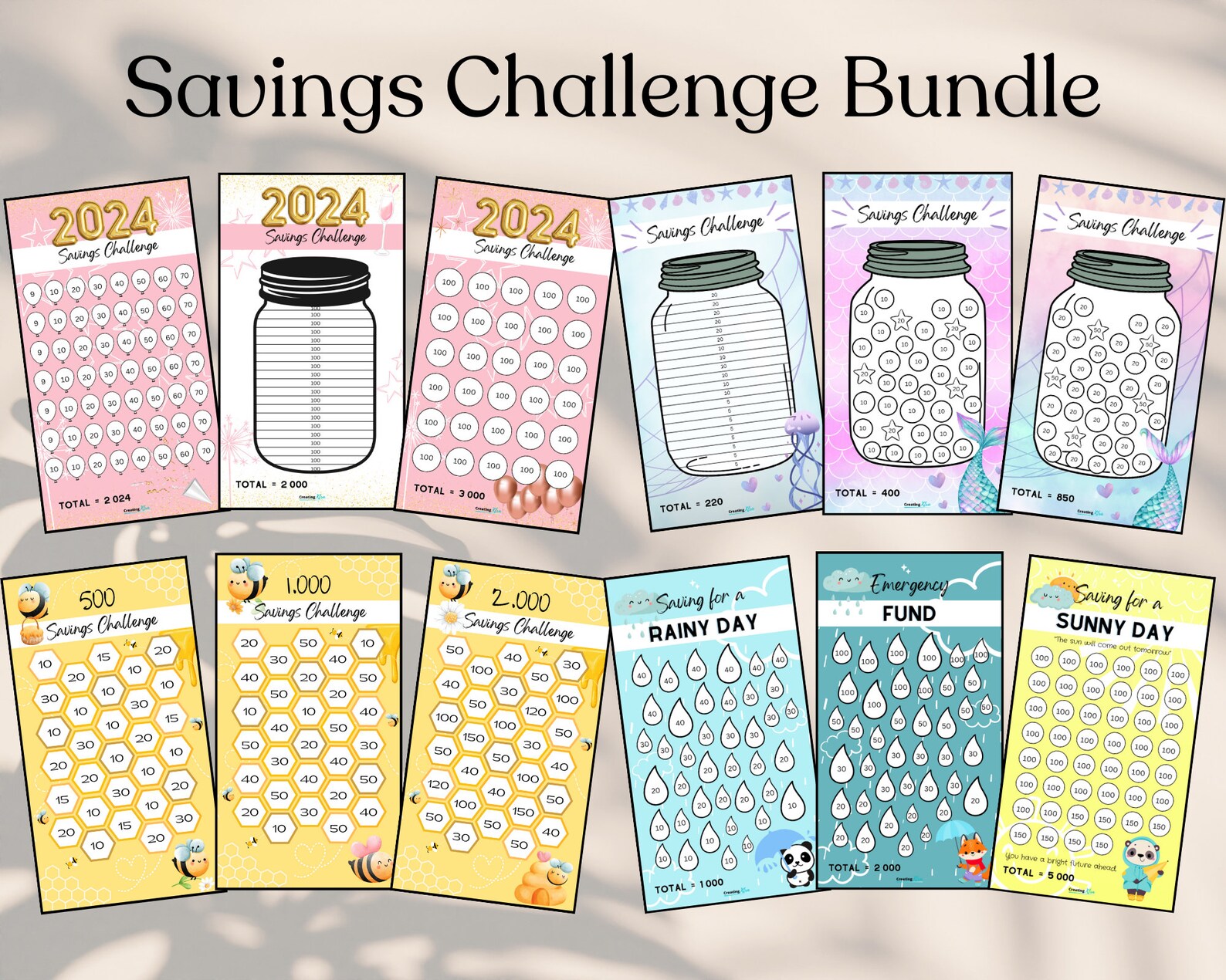 Savings Challenge A6 Bundle Digital Download Set - Etsy