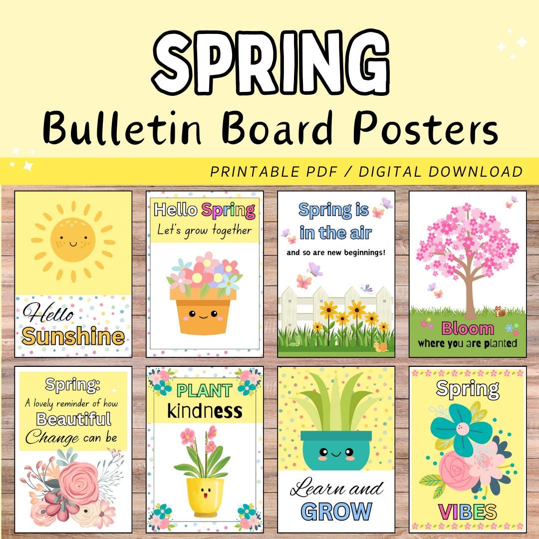 Spring Bulletin Board Posters - Etsy