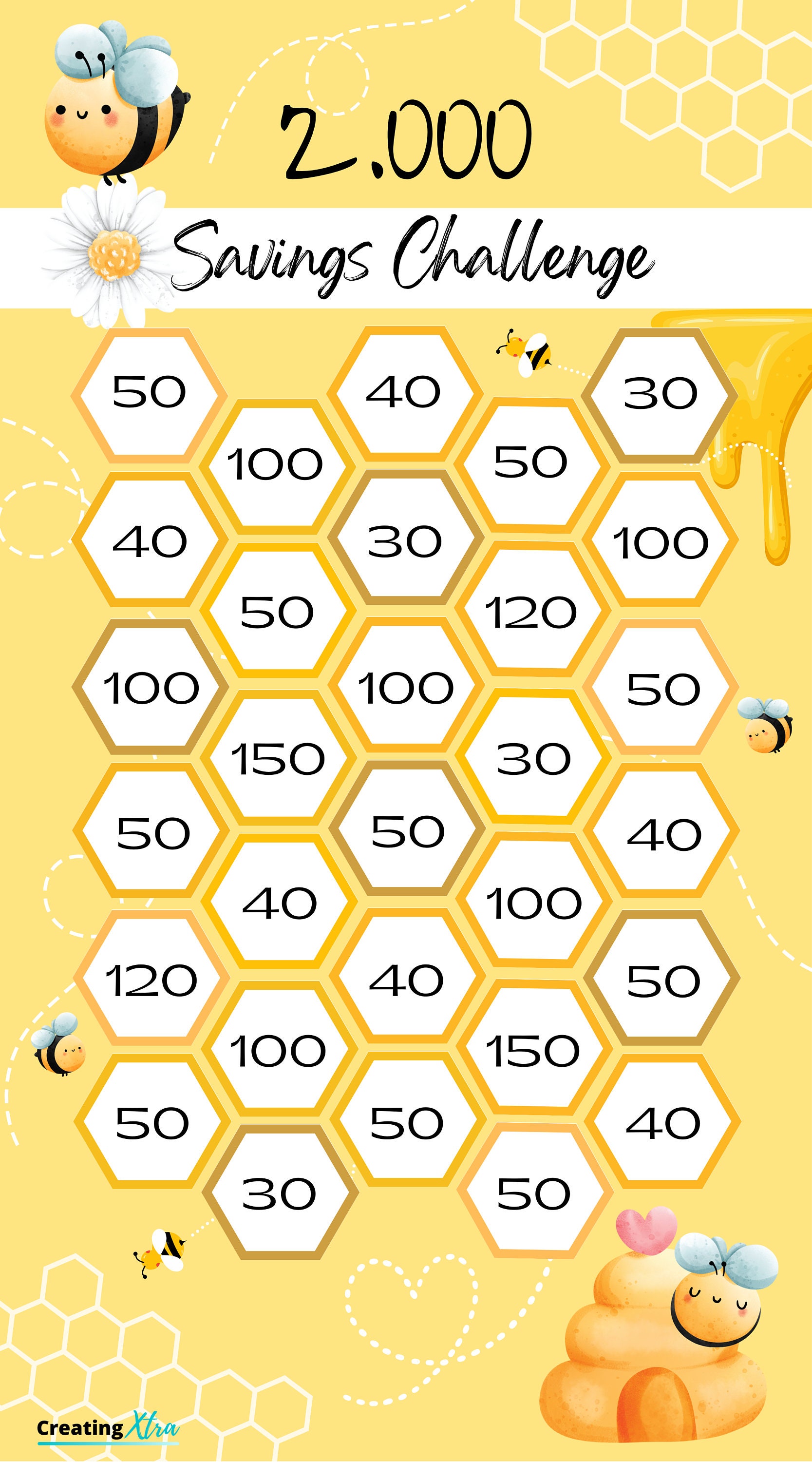 Bee Savings Challenges / A6 / Digital Download - Etsy