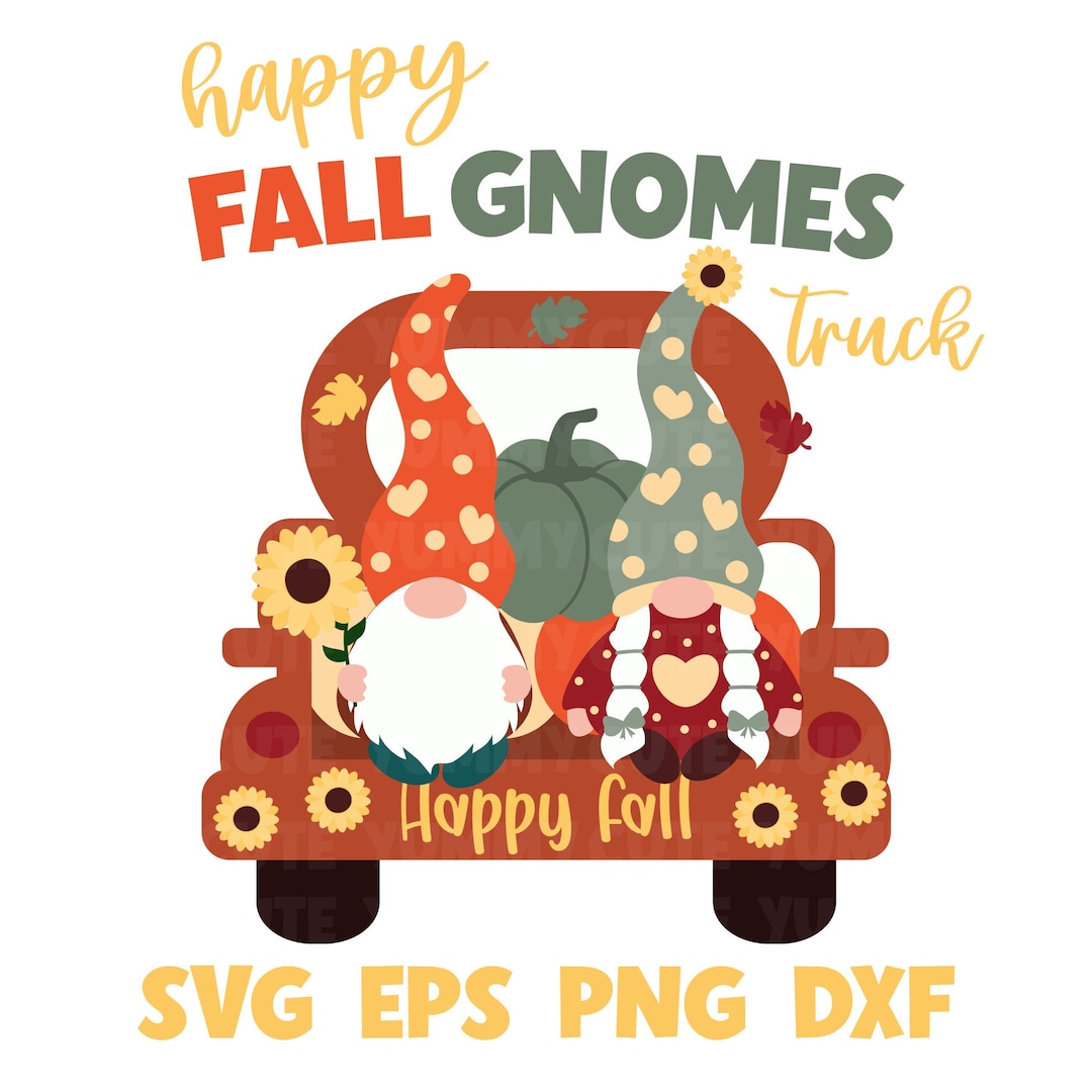 Happy Fall Gnomes Truck SVG Cut Files - Etsy