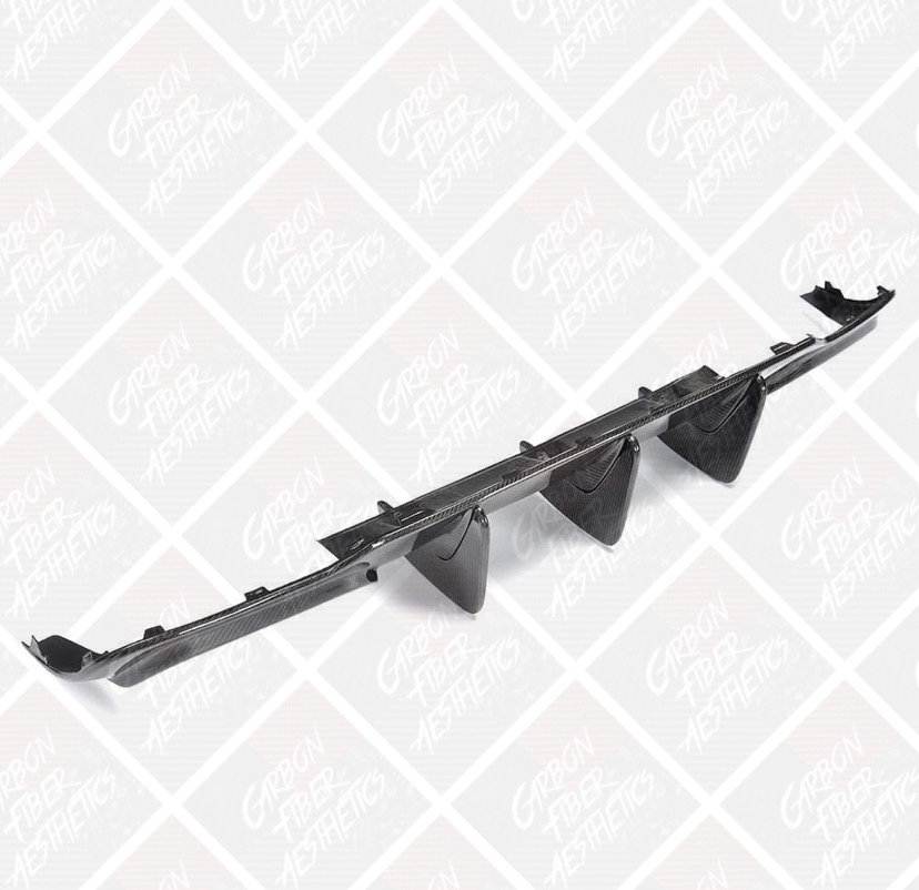 Mercedes Benz W204 C Class Carbon Fiber Rear Diffuser Big Fins Style ...