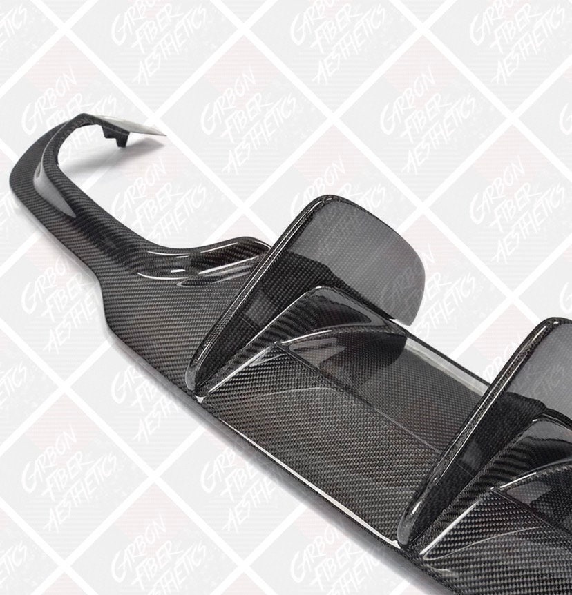 Mercedes Benz W204 C Class Carbon Fiber Rear Diffuser Big Fins Style ...
