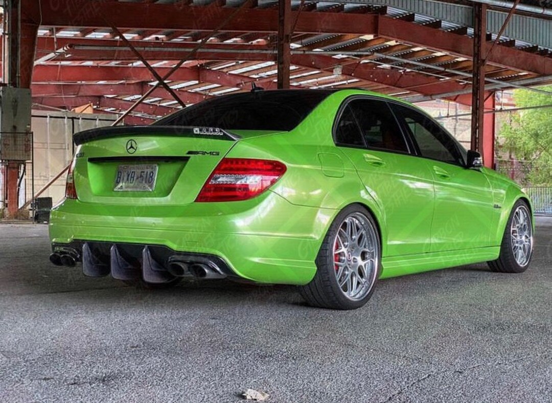 Mercedes Benz W204 C Class Carbon Fiber Rear Diffuser Big Fins Style ...