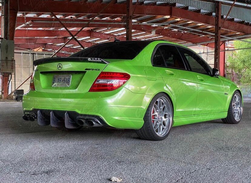 Mercedes Benz W204 C Class Carbon Fiber Rear Diffuser Big Fins Style ...