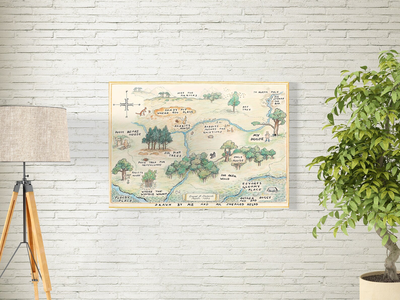 Winnie the Pooh Canvas Hanging Map 100 Acre Wood Map Kids Room - Etsy ...