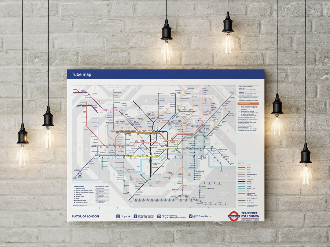 London Underground Tube Map Large Poster Art Print Home & - Etsy