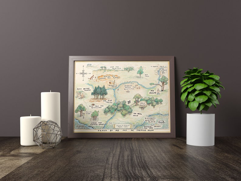 Winnie the Pooh Canvas Hanging Map 100 Acre Wood Map Kids Room - Etsy ...