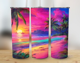 Sunset Beach Sublimation Design File 20 Oz Skinny Tumbler - Etsy