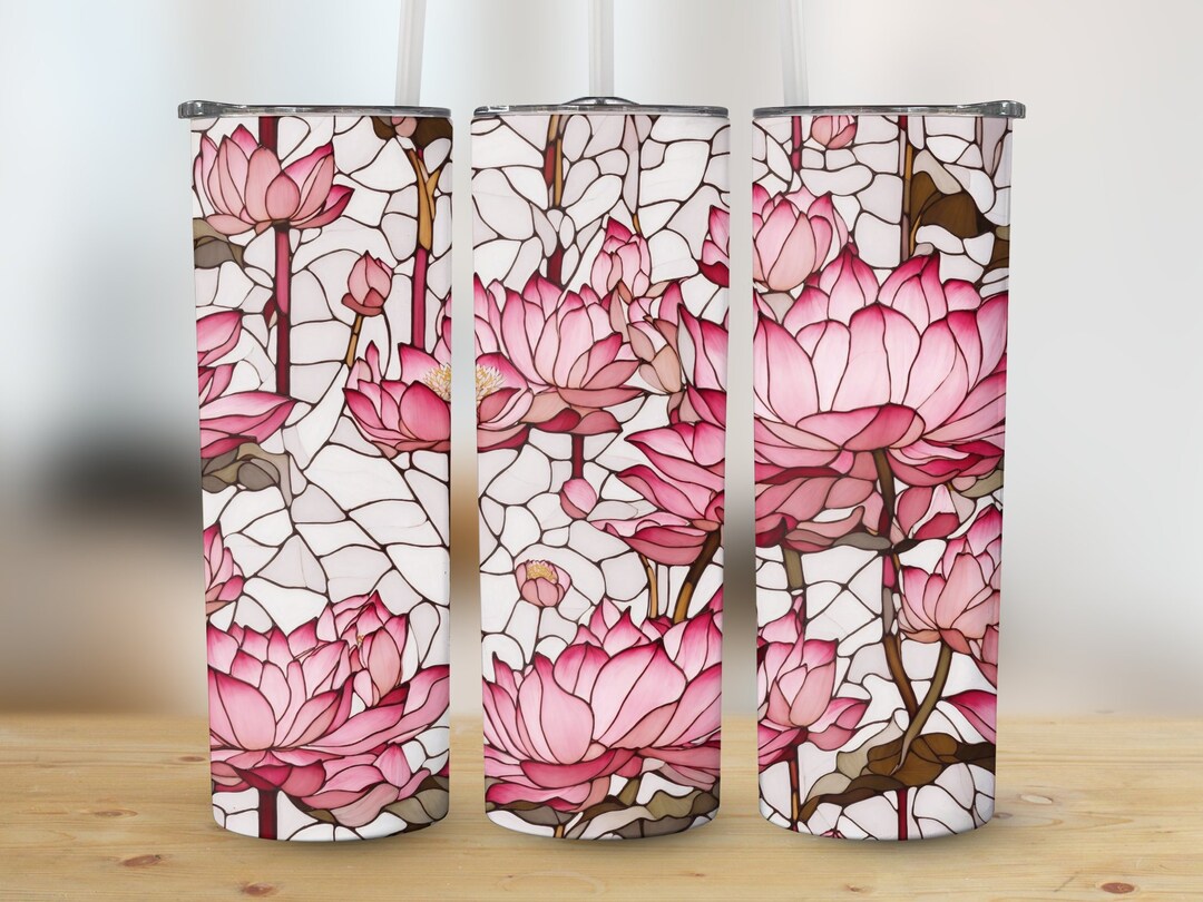 Seamless Stained Glass Lotus Flowers 20 Oz Skinny Tumbler - Etsy