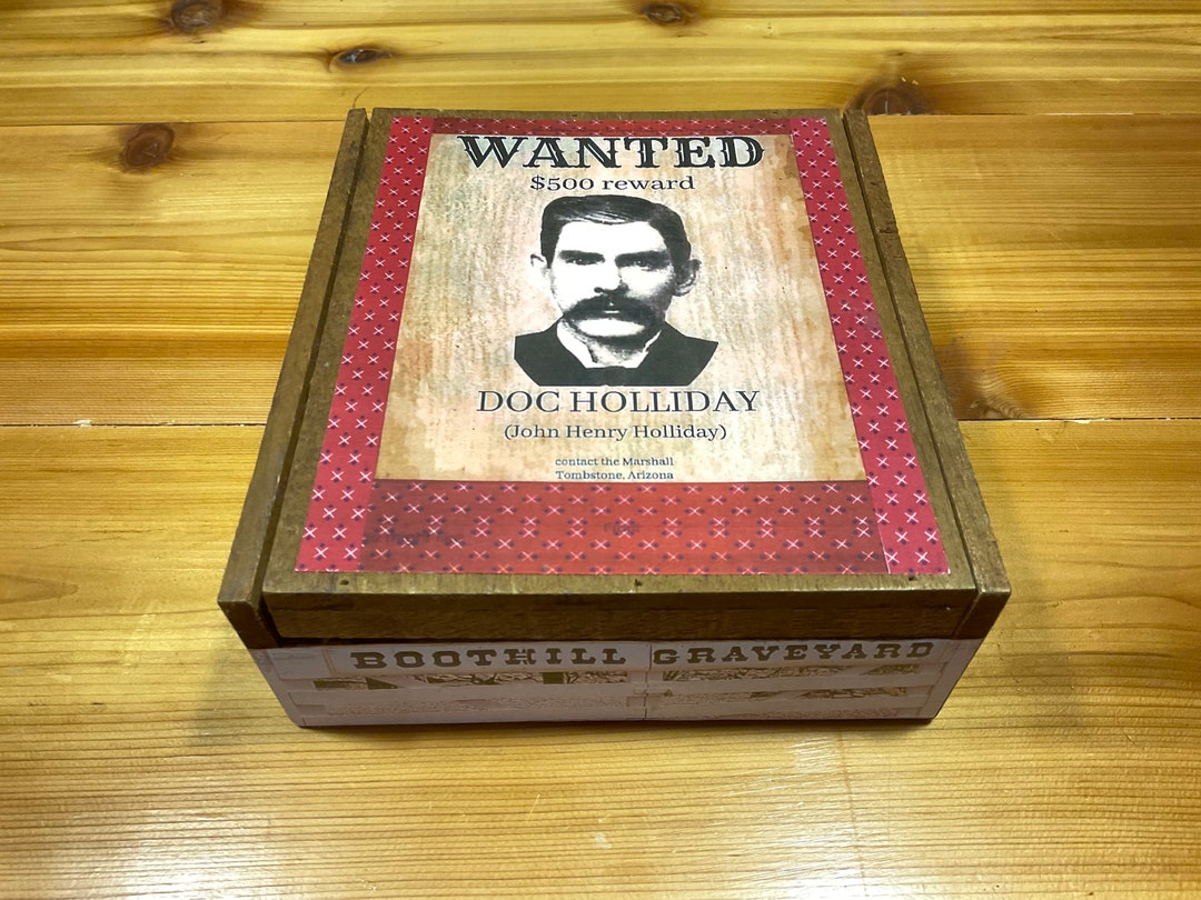 Western Themed Doc Holiday Funeral Box Solid Wood,synethic Leather ...