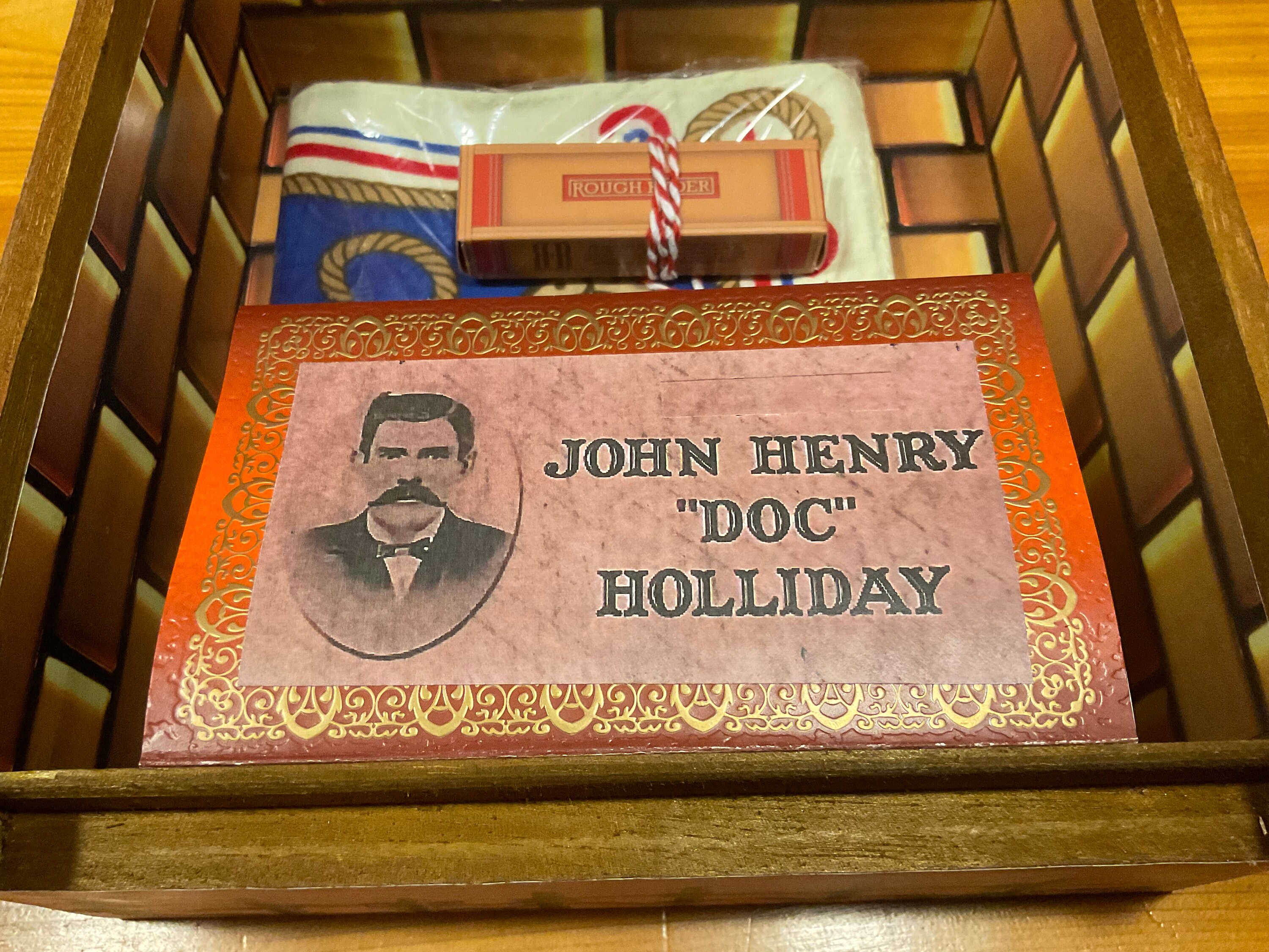 Western Theme Doc Holiday Wanted Poster and Funeral Notice Cigar Box ...