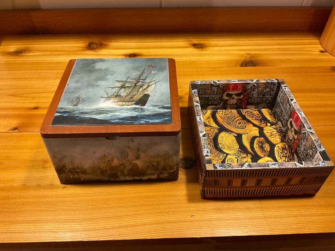 Pirate Themed Custom Solid Wood, Memory,keepsake, Display, Souvineer ...