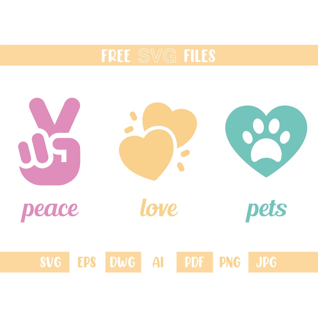 Peace Love Pets , Dog Lovers , Love Peace Dogs Svg , Instant Digital ...