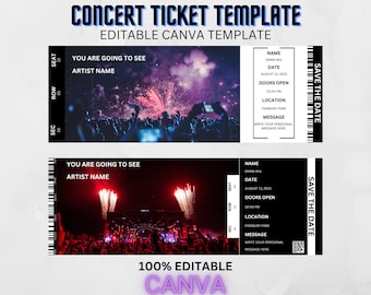 Editable Concert Ticket Template, DIY Event Ticket, Custom Concert Ticket Gift, Surprise ...