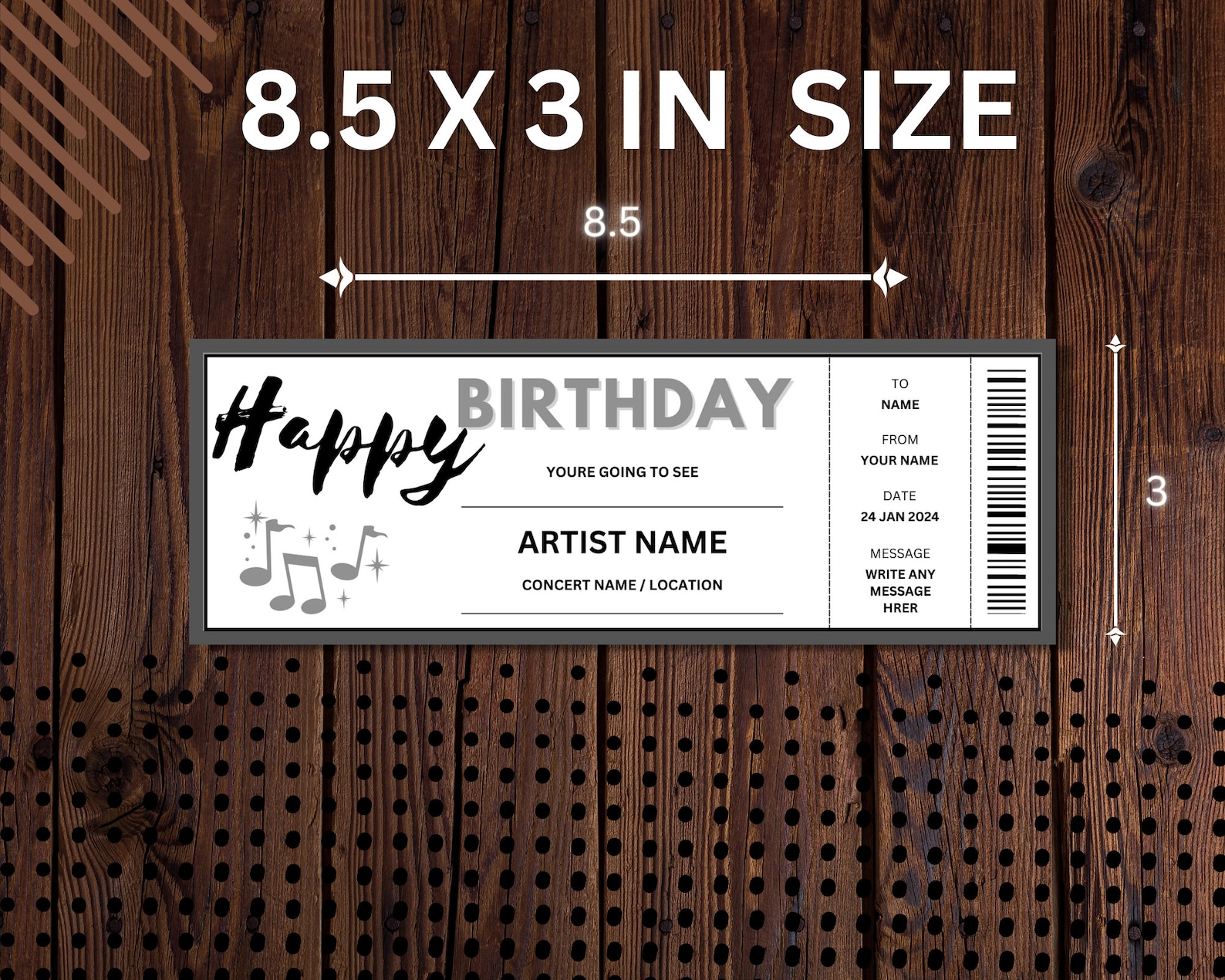Birthday Gift Concert Ticket Template Printable Gift Voucher ...