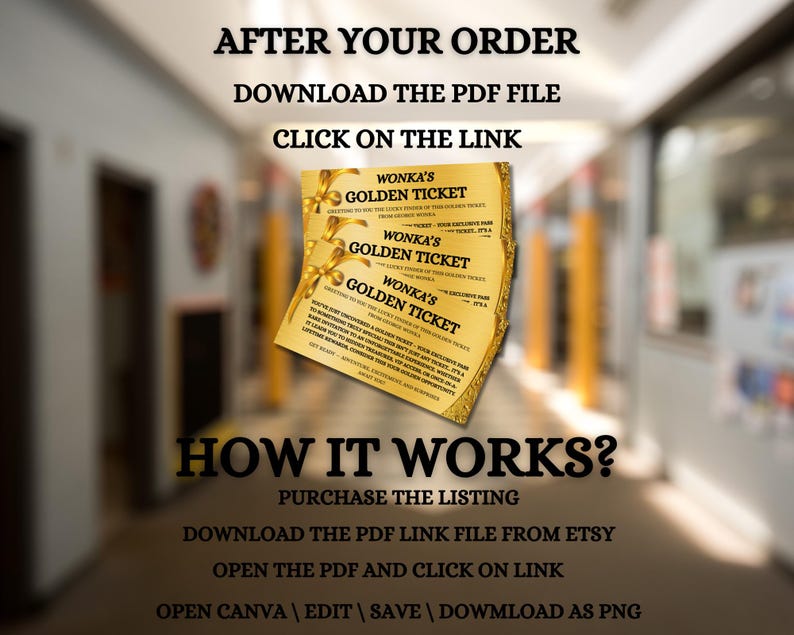 Printable Wonka's Golden Ticket Template, Editable Ticket, Event Ticket ...