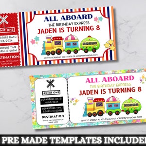 Train Birthday Ticket Invitation, Train Ticket Kids Invite, Digital ...