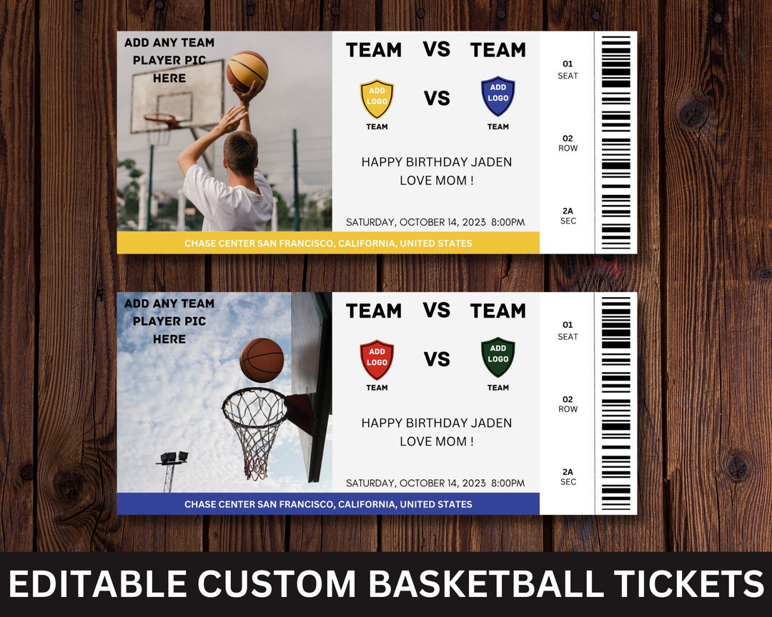 Custom Basketball Tickets, NBA Tickets, Basketball Surprise Ticket ...