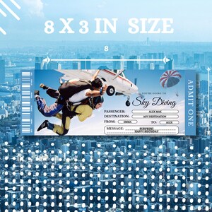 Editable SKYDIVING Surprise Reveal Ticket, Gift Voucher, Editable Event ...