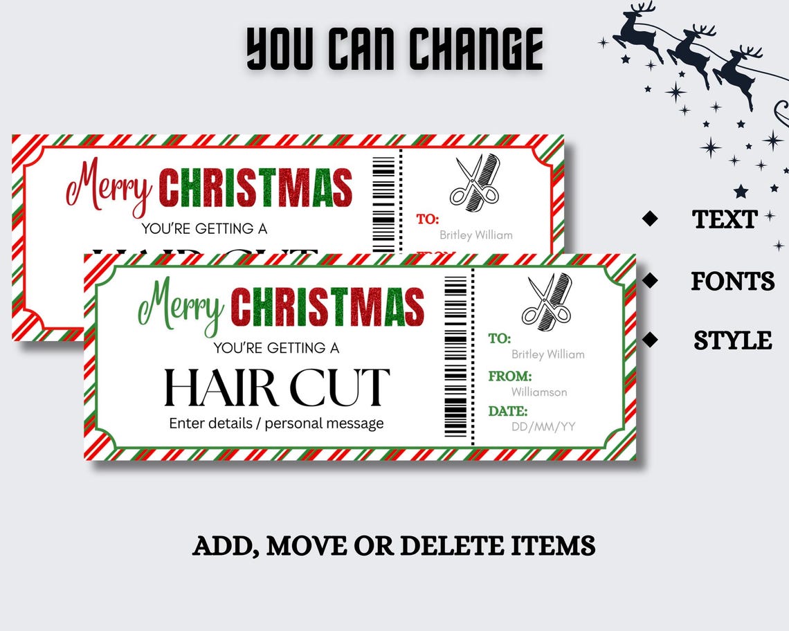 Christmas Haircut Voucher Template | Barber Shop Gift Certificate ...