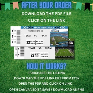 Football Ticket Birthday Present, Editable Football Ticket Gift ...