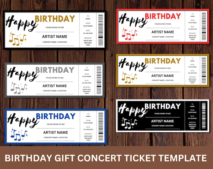 Editable Concert Ticket Template, DIY Event Ticket, Custom Concert ...