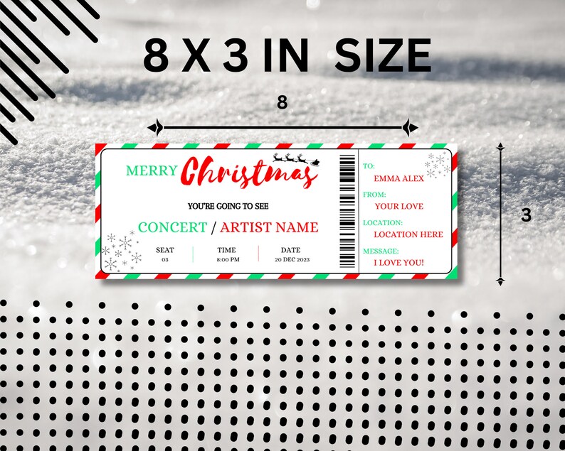 Christmas Concert Gift Ticket, Printable Christmas Gift Certificate ...