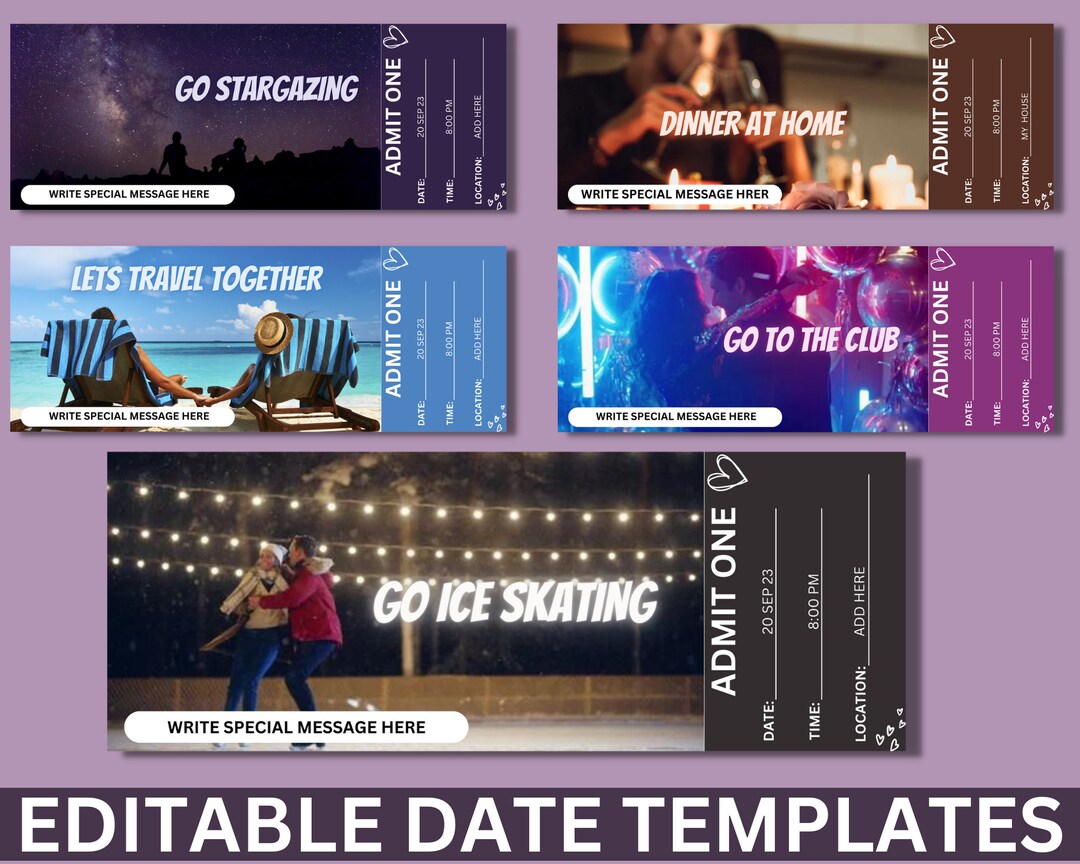 SURPRISE DATE Tickets, Printable Tickets Perfect for Date Night and ...