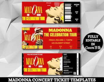 Editable Madonna Ticket Madonna Celebration Concert Ticket - Etsy