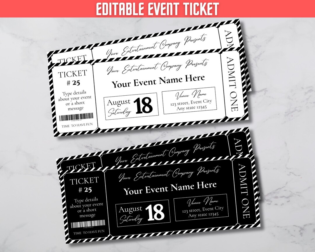 Event Ticket Template, Event Ticket Editable, Event Ticket Printable ...