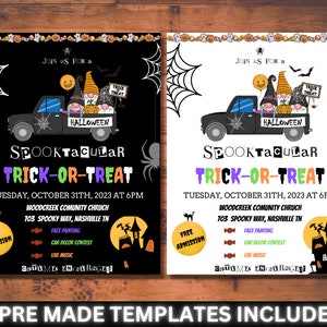 Editable Trick or Treat Halloween Flyer 8.5"x11", Trunk-or-treat Flyer ...
