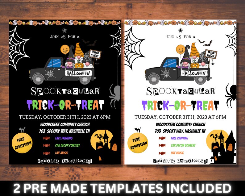Editable Trick or Treat Halloween Flyer 8.5"x11", Trunk-or-treat Flyer ...