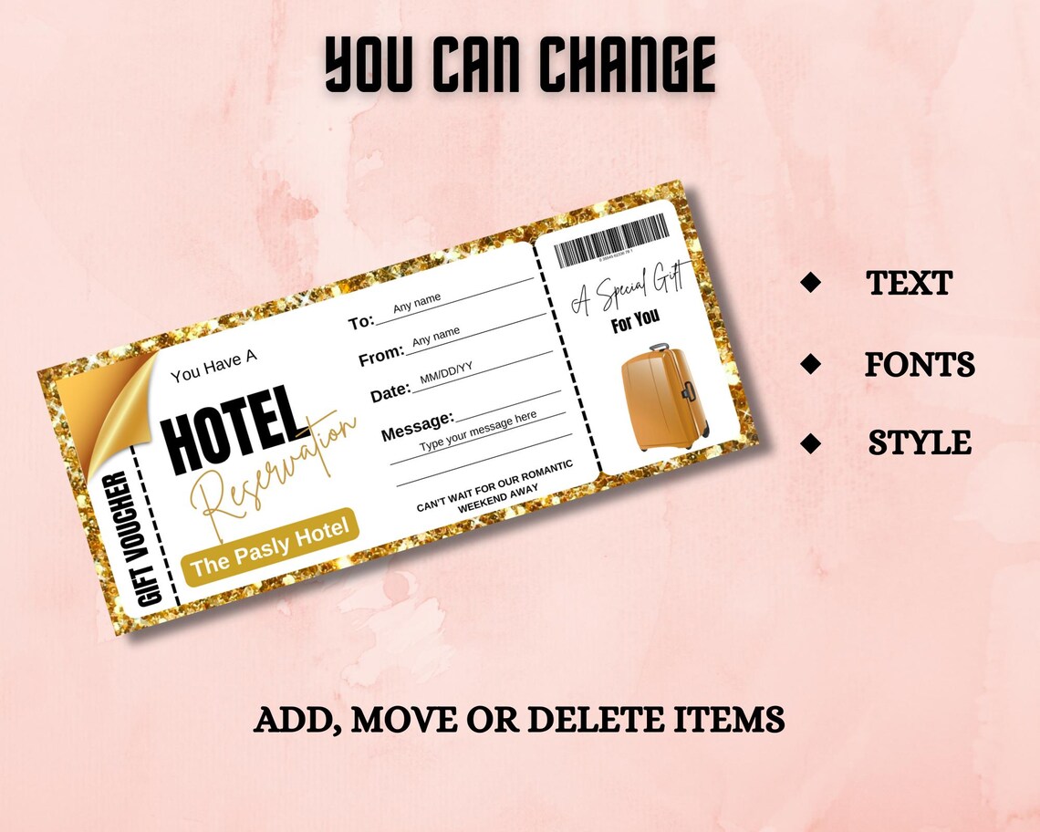 Hotel Reservation Voucher. Surprise Hotel Reservation Gift Ticket ...